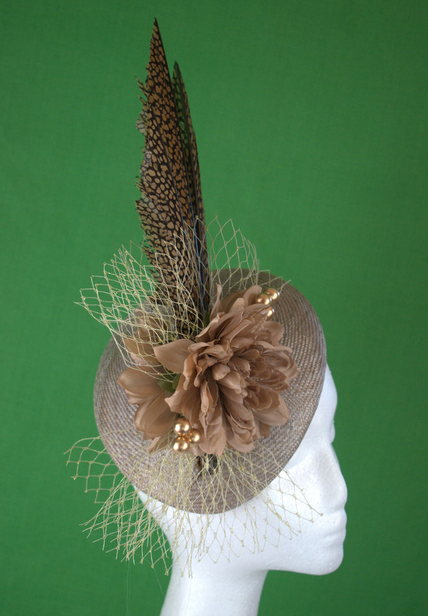 Beige Nude feather fascinator – Beautiful Fascinators