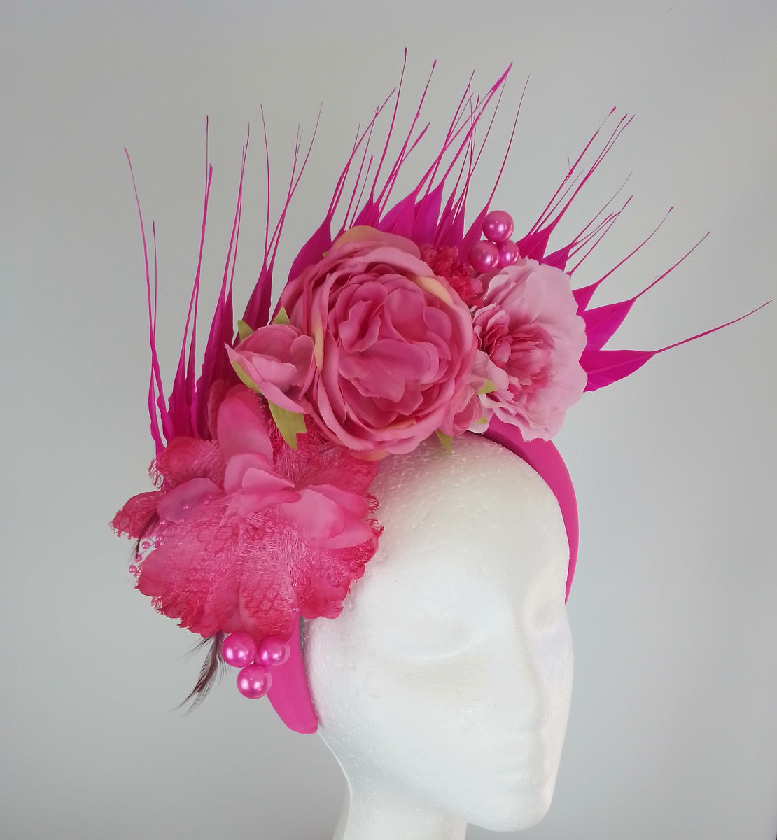 Hot pink floral crown – Beautiful Fascinators