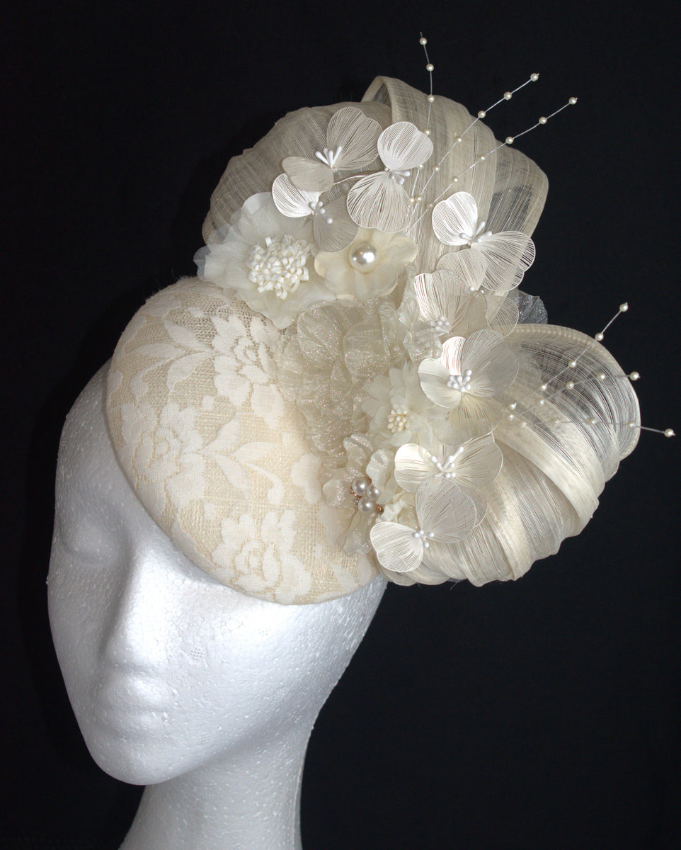 Cream floral lace fascinator – Beautiful Fascinators