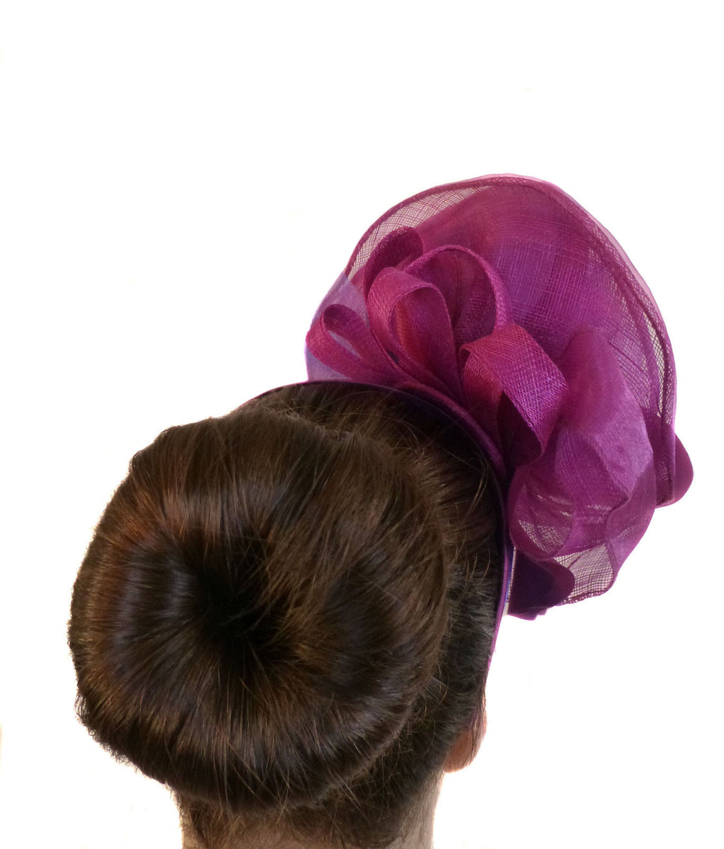 PUrple pink cerise big flower fascinator – Beautiful Fascinators