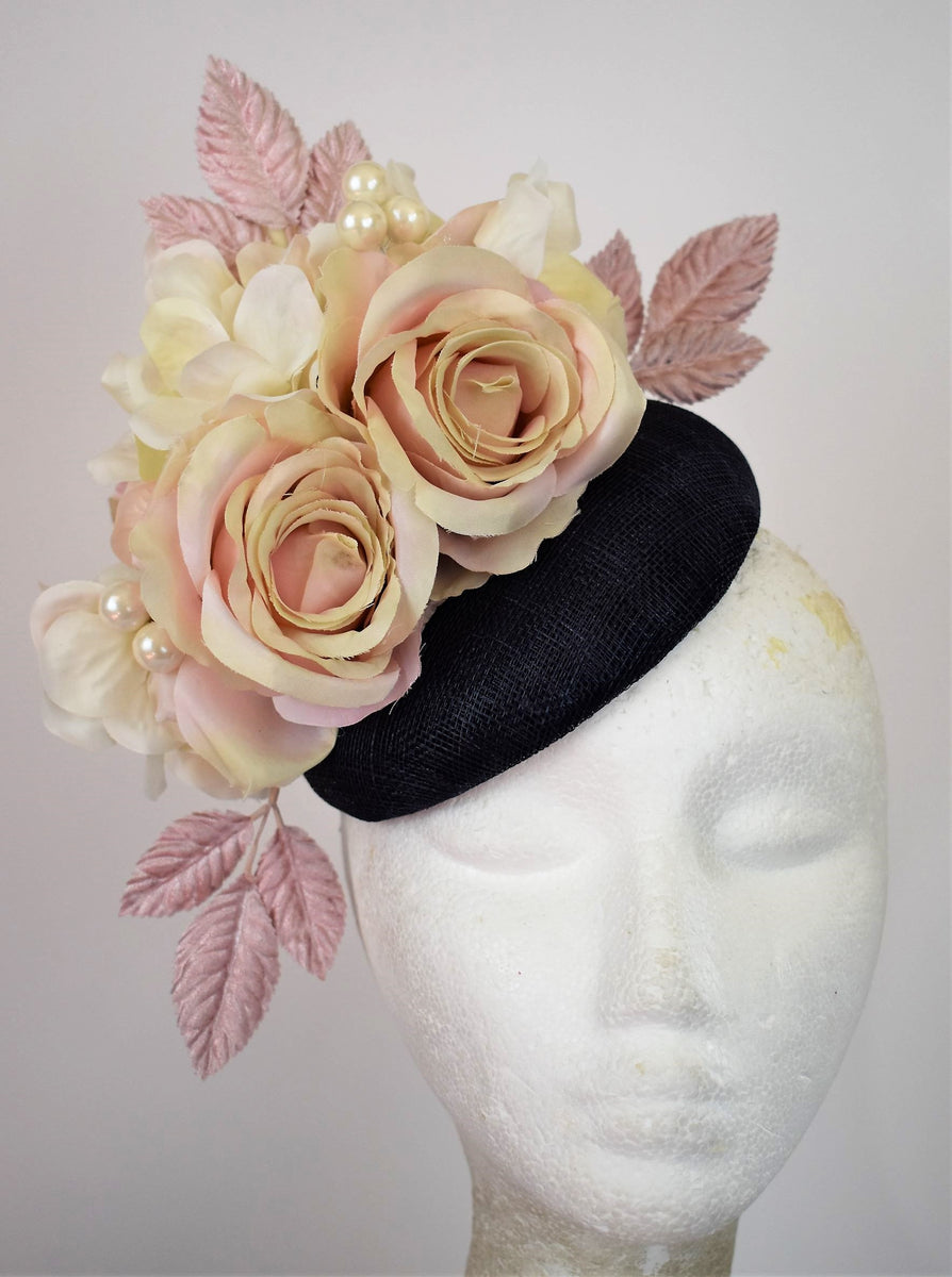 Navy blue pale pink fascinator – Beautiful Fascinators