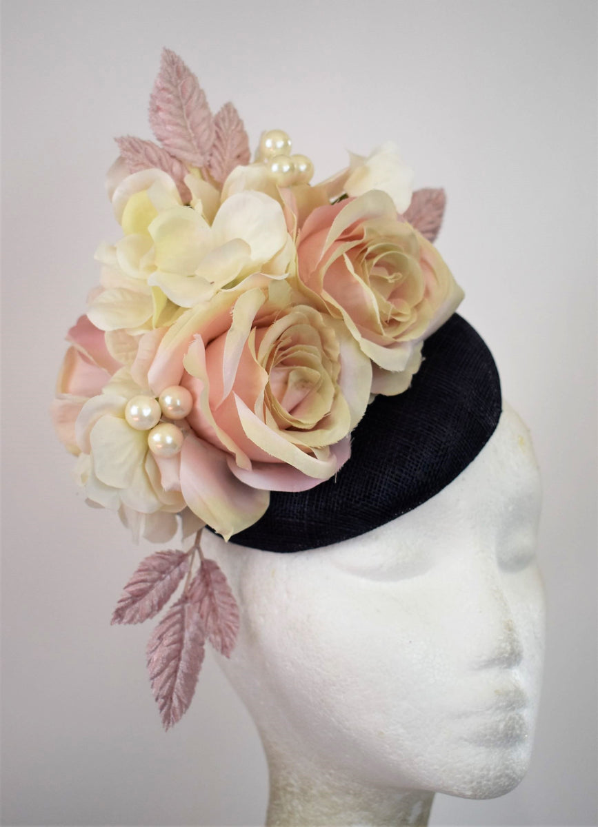 Navy blue pale pink fascinator – Beautiful Fascinators